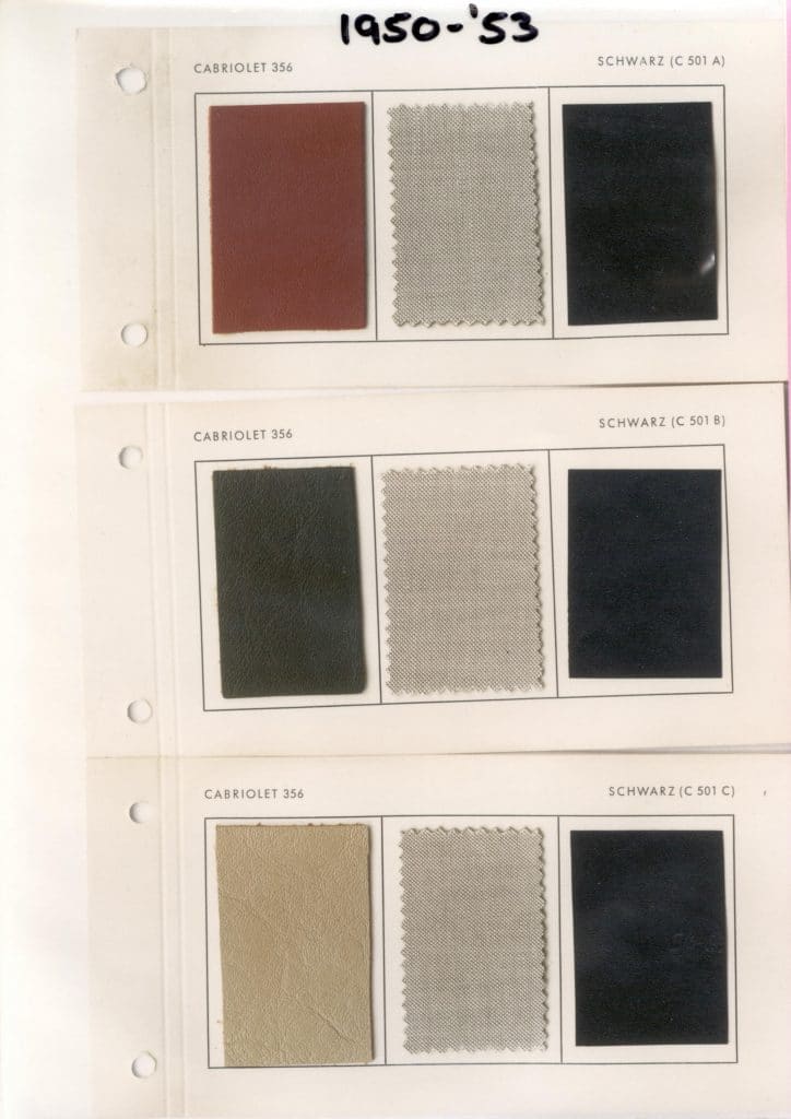 Porsche 356 1950-1953 Colour charts equipment samples-1 | Porsche Knowledge