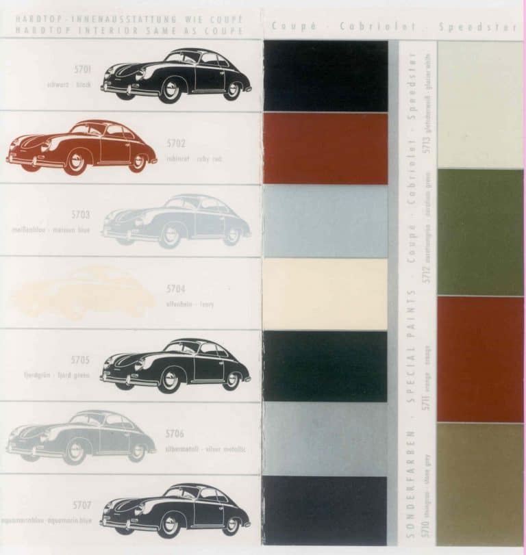 Porsche 356 1957-1959 Colour charts equipment samples-1 | Porsche Knowledge